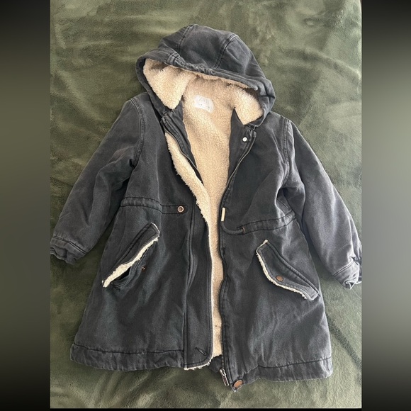 Zara | Jackets & Coats | Zara Denim Fuzzy Lined Jacket | Poshmark